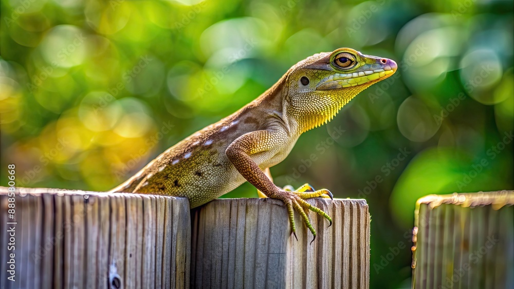 Suburban lizard striking a pose on a fence, lizard, suburban, reptile ...
