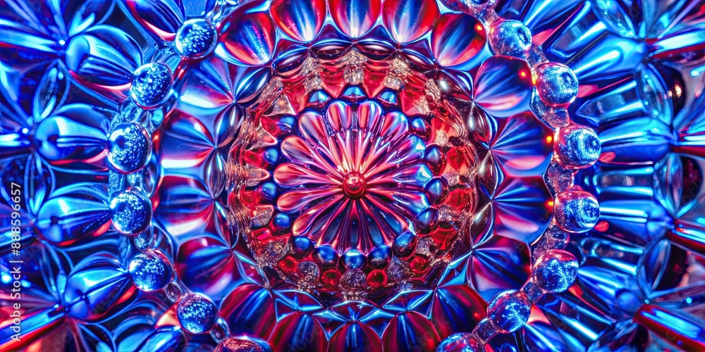 Blue and red abstract glass design with blurred background perfect for ...