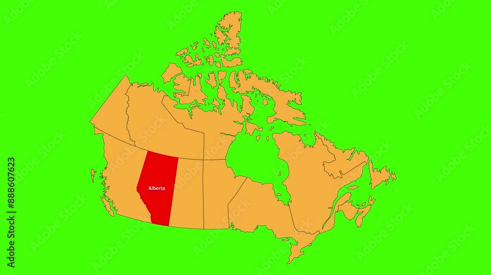 Alberta map animated video. Map Highlighted on the Canada map with ...