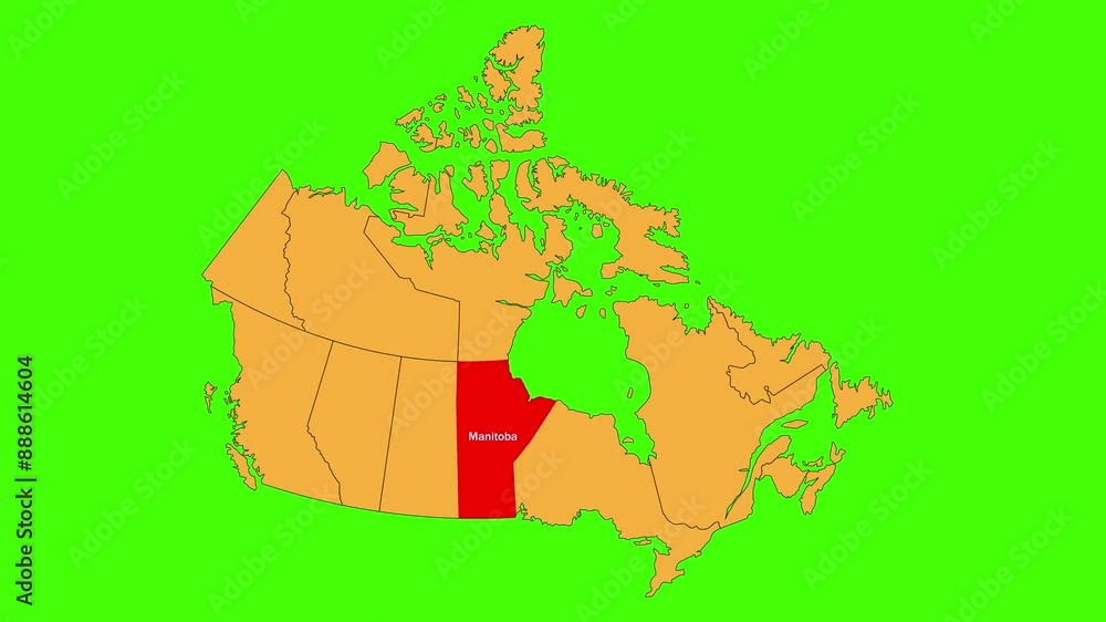 Manitoba map animated video. Map Highlighted on the Canada map with ...