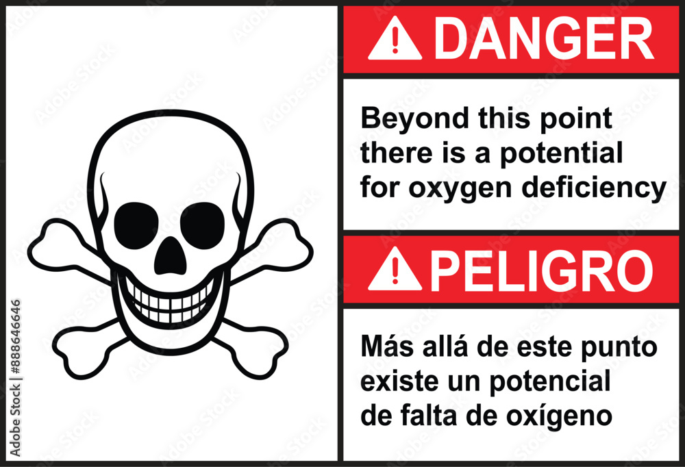 Danger beyond this point potential for oxygen deficiency sign with ...