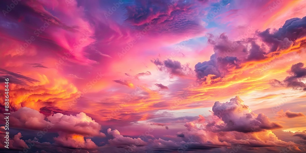 Pink sunset painting with dramatic pink clouds in the sky , pink sky ...