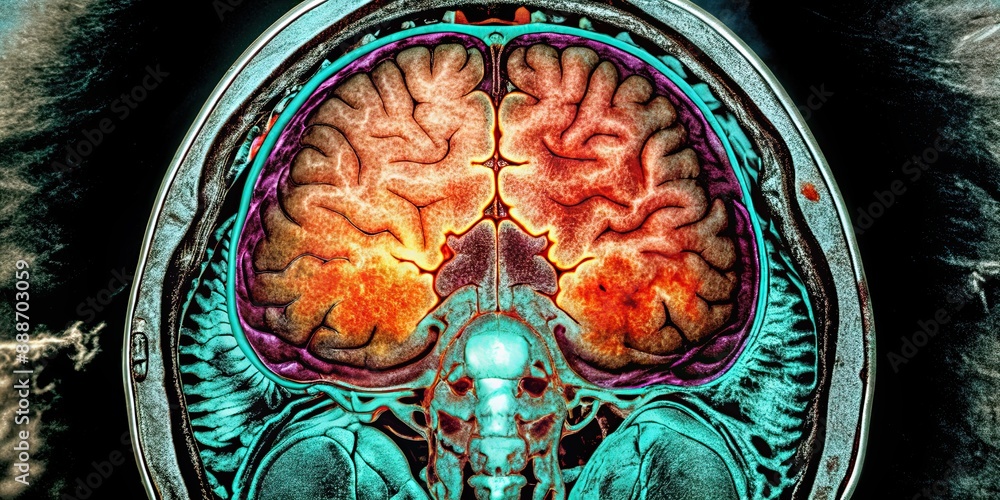MRI scan showing detailed images of human brain, MRI, scan, brain ...