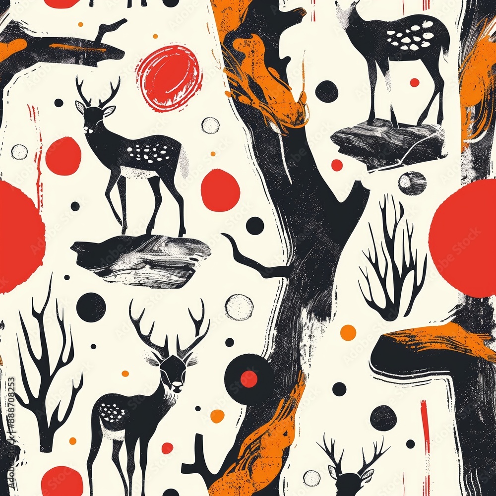 Rustic Hunting Pattern Background, Contemporary Outdoors Wallpaper ...