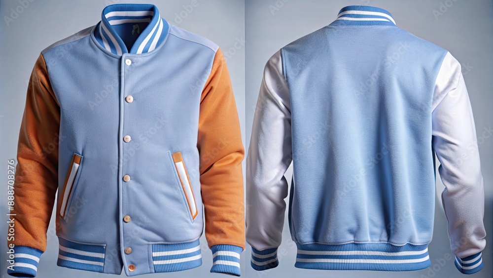 Varsity Jacket mockup in front, side and back views. , rendering ...