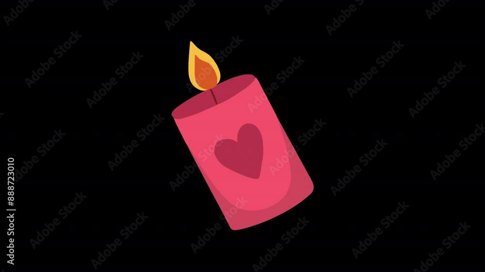 Candle Animated Icon, Candle with pink heart symbol Looping Animation ...