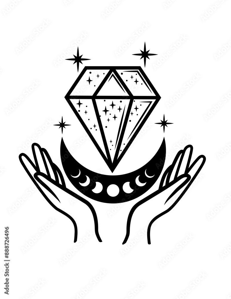 Celestial | Celestial Bodies | Mystical Diamond | Crescent Moon | Star ...
