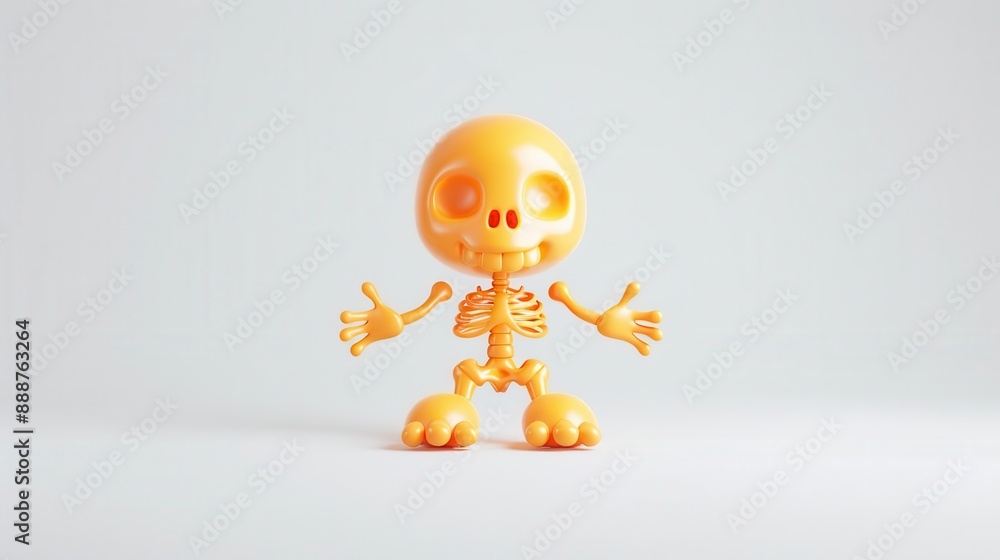 Adorable clay Skeleton, Architect full body Vintage color 3D clay icon ...