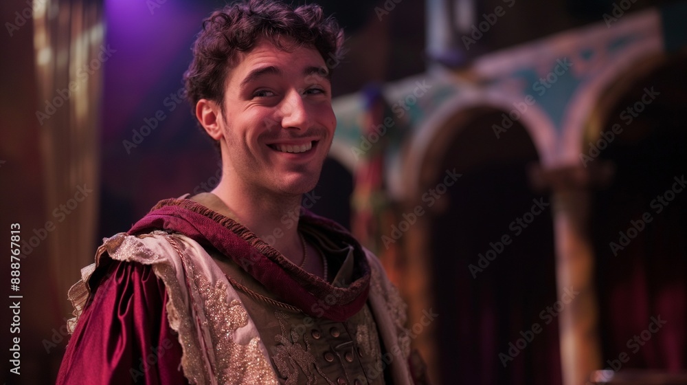 Professional Male Actor in Costume, Smiling Confidently with Theatrical ...