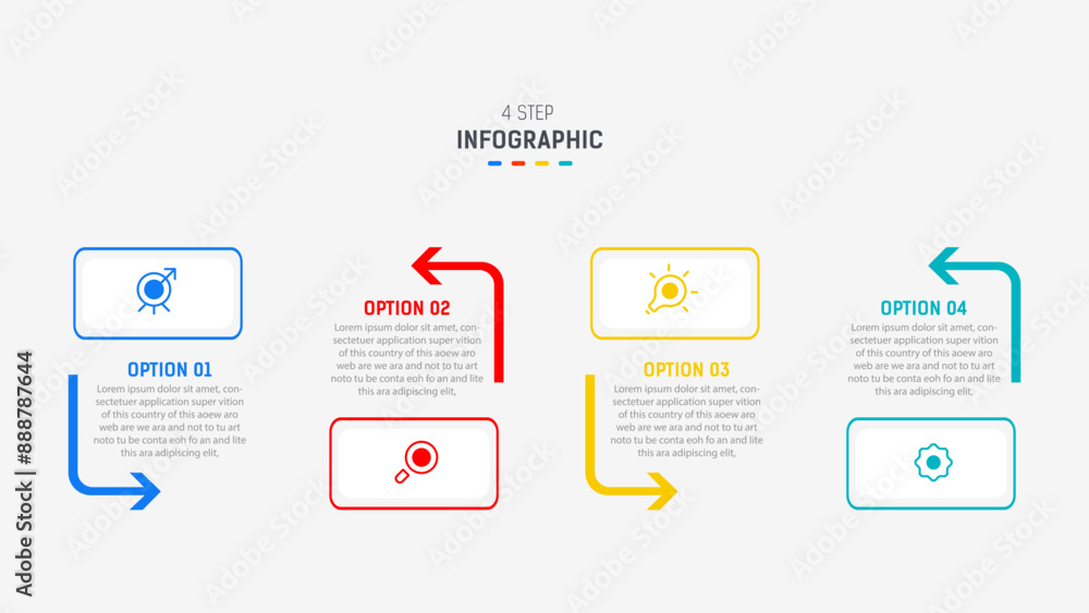 Four Step Infographic design element template for presentation. info ...