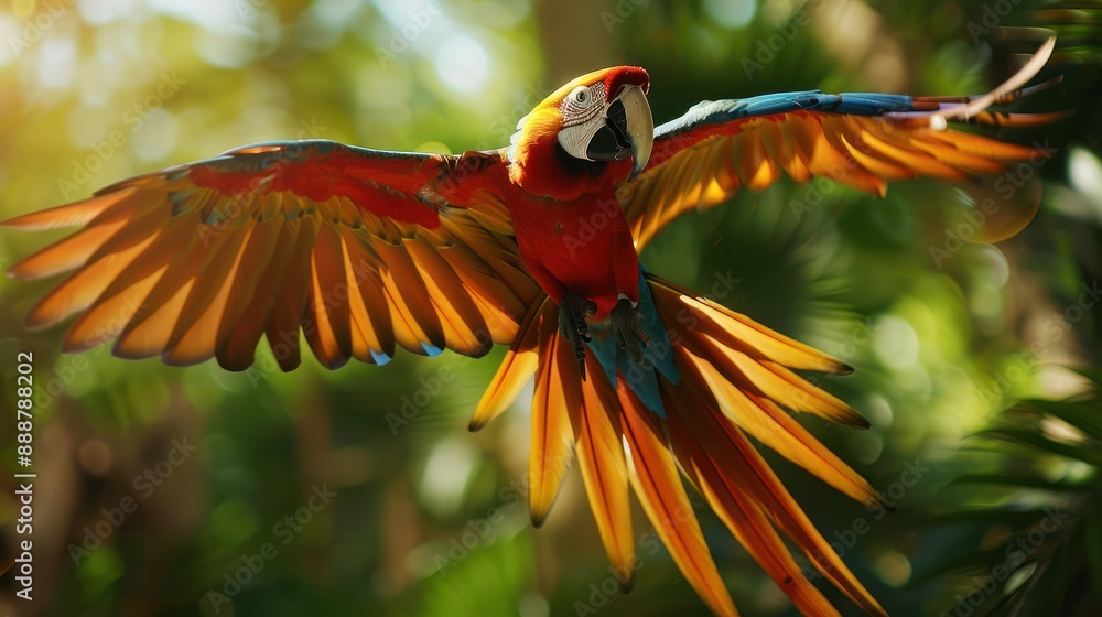 Spectacular picture of a tropical macaw parrot in flight animal kingdom ...