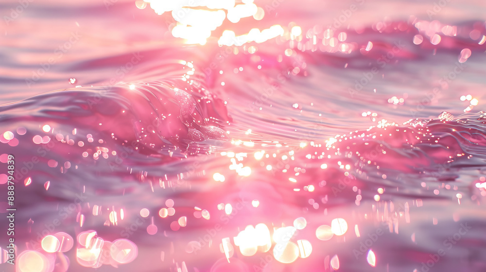 Abstract background. Beach water is pink. Light pink and orange pastel ...