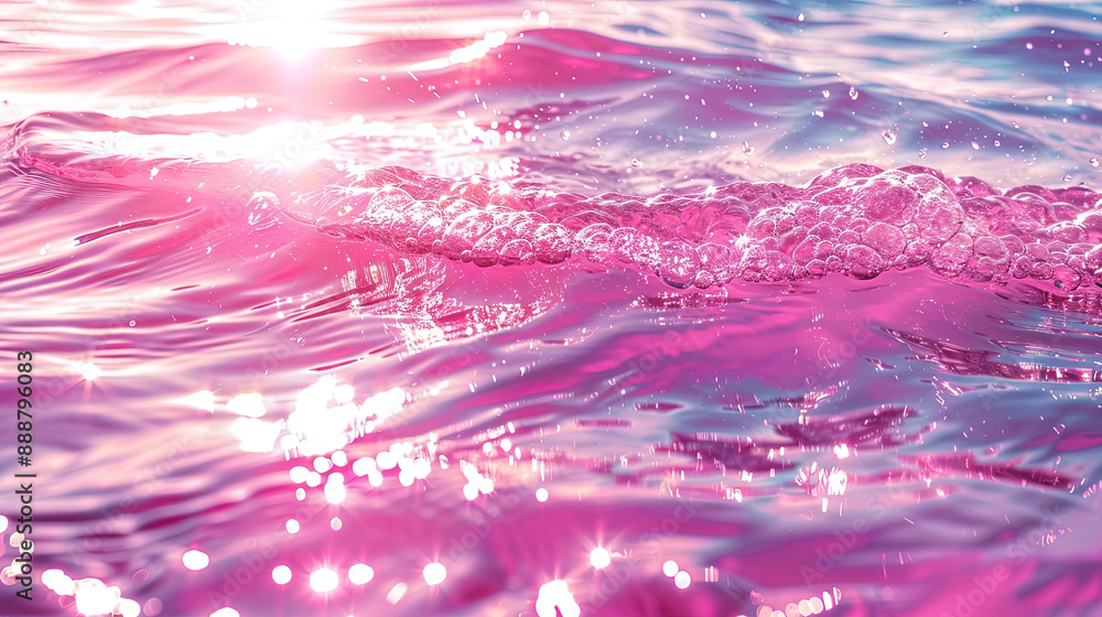 Abstract background. Beach water is pink. Light pink and orange pastel ...