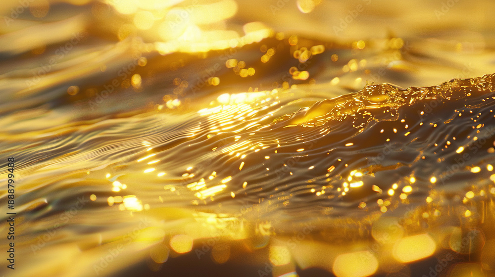Golden liquid flowing. Golden water surface texture background. Liquid ...