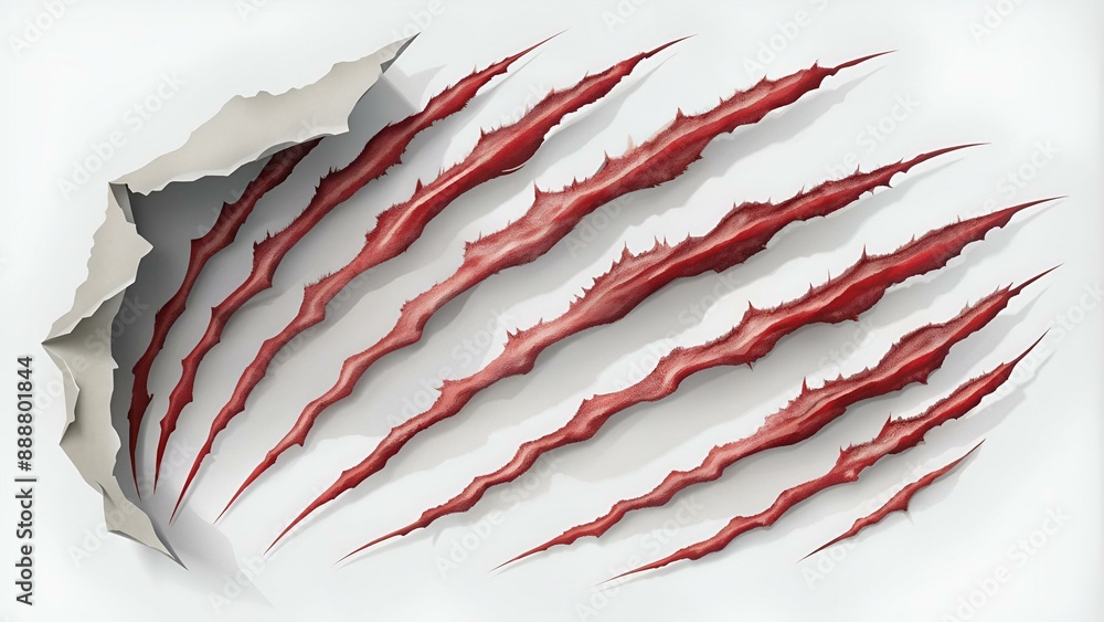 Set of Realistic scratch claws of animal with blood. Hand drawn Animal ...