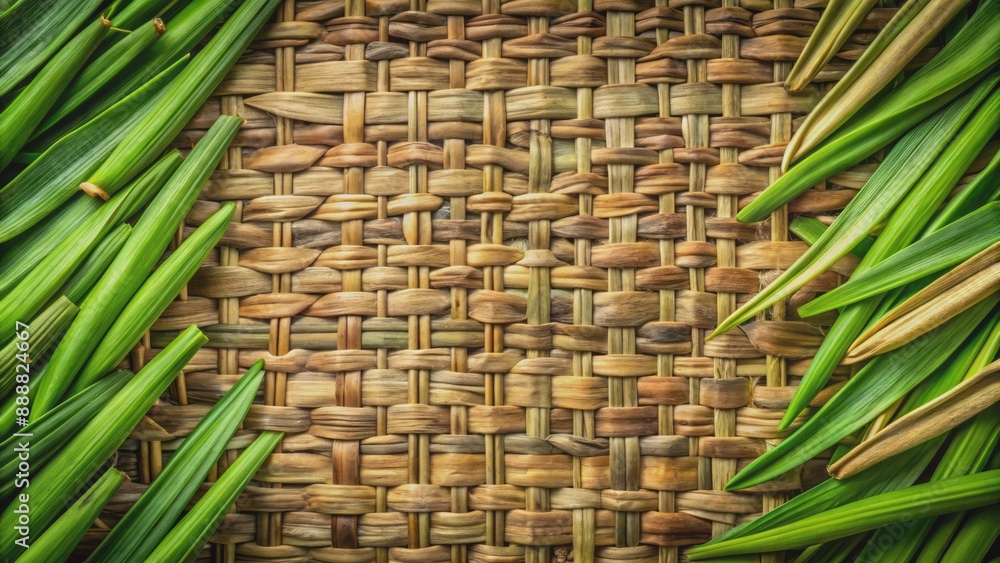 Natural woven wicker fabric background with intricate texture, surround ...