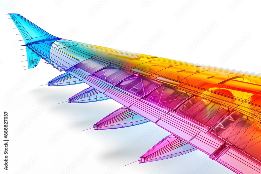 Finite Element Analysis Fea Visualization Of Aerodynamic Load Impact On Airplane Wing