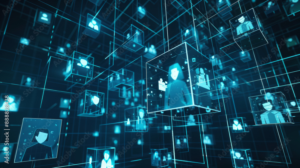 Corporate network illustration with people icons of businesspeople team ...