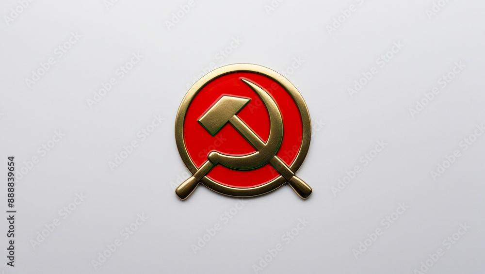 Hammer and sickle golden emblem on a white background, Sickle and the ...