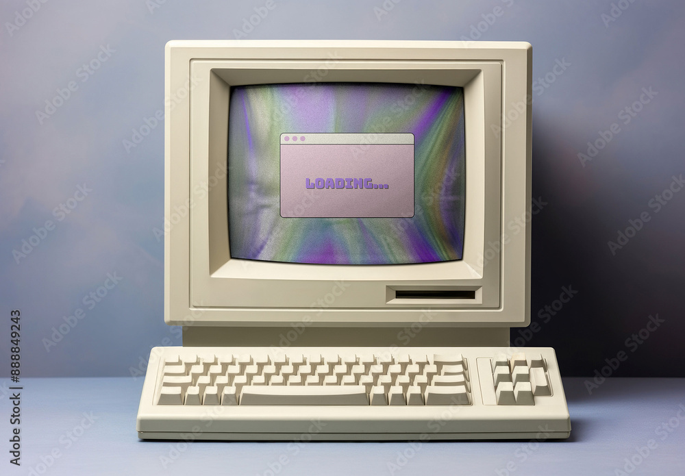 Screen Vintage Computer Mockup With Generative AI Stock Template ...