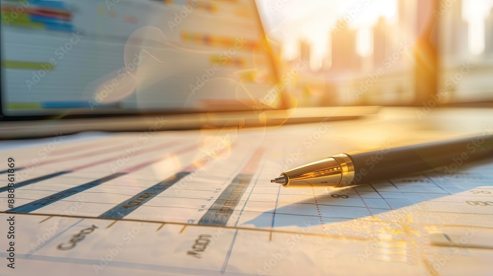 Gantt chart and pen. Stock Photo | Adobe Stock