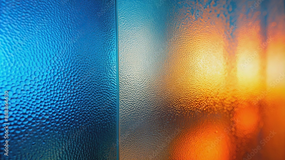Abstract composition of translucent frosted glass texture blue and ...