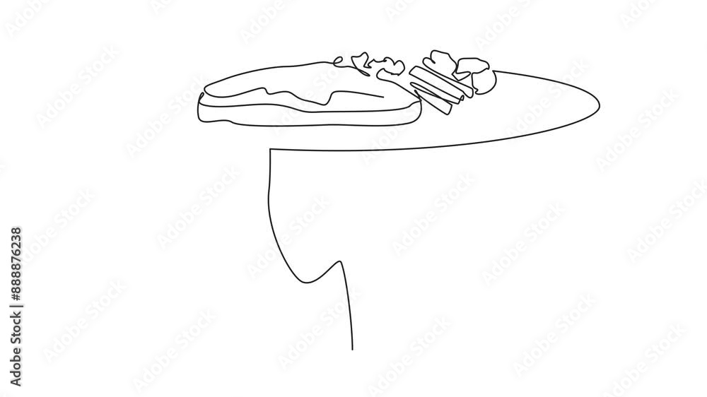 Vidéo Stock Animation of a single one line drawing waiter holding a ...