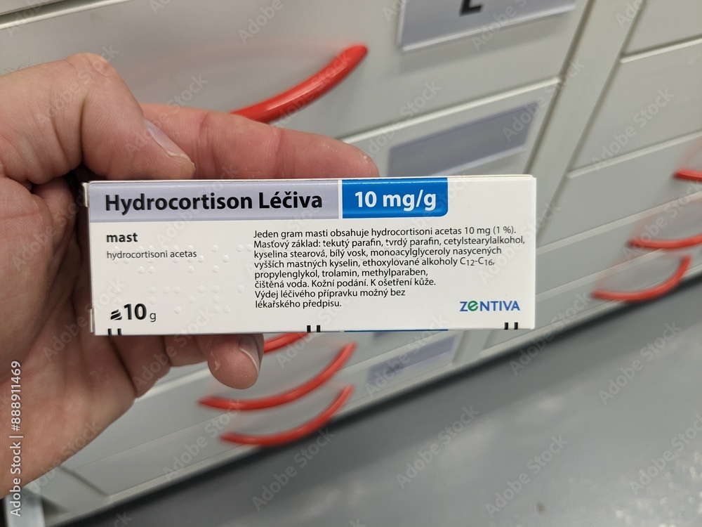 Prague, Czech Republic - July 9 2024: HYDROCORTISON LECIVA topical ...