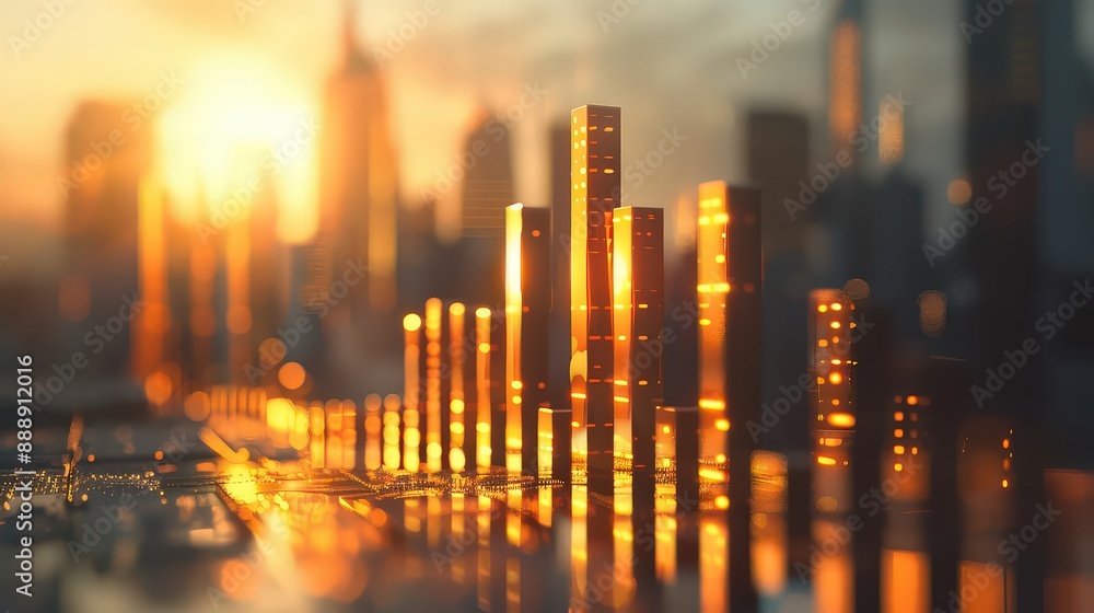 visual representation of a bar chart with bars rising steadily upwards ...