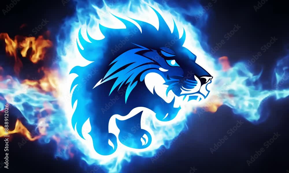 Blue Fire Lion Animation - Logo Intro with Wild Beast in Attack Motion ...
