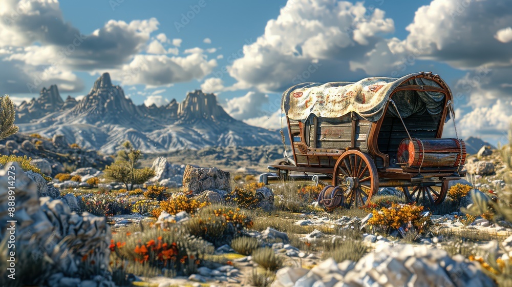 A rustic 3D blender render showcasing a minimalist blank backdrop ...