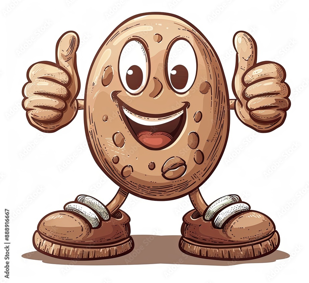 Cute cartoon coffee bean with muscles flexing and smiling, vector ...