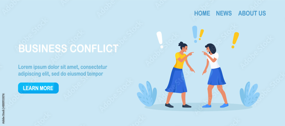 Business conflict, rivalry among colleagues. Two women arguing and ...
