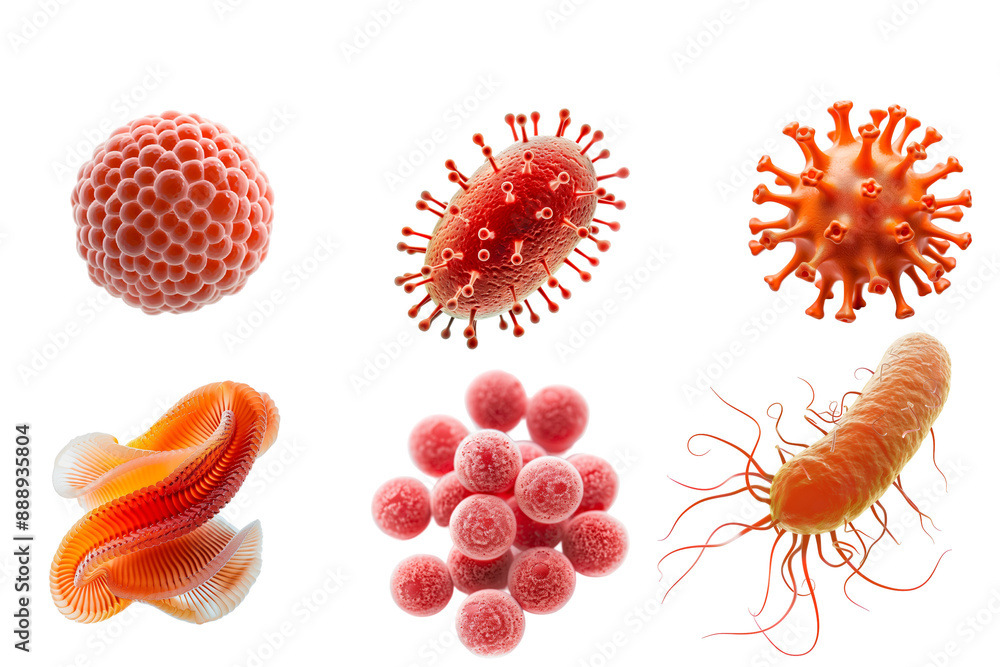 set bacteries with chlamydia, salmonella, staphylococcus, spirochetes ...