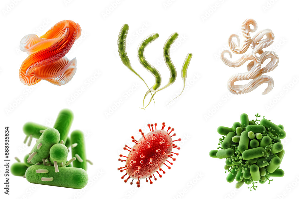 set bacteries with chlamydia, streptococcus, staphylococcus ...