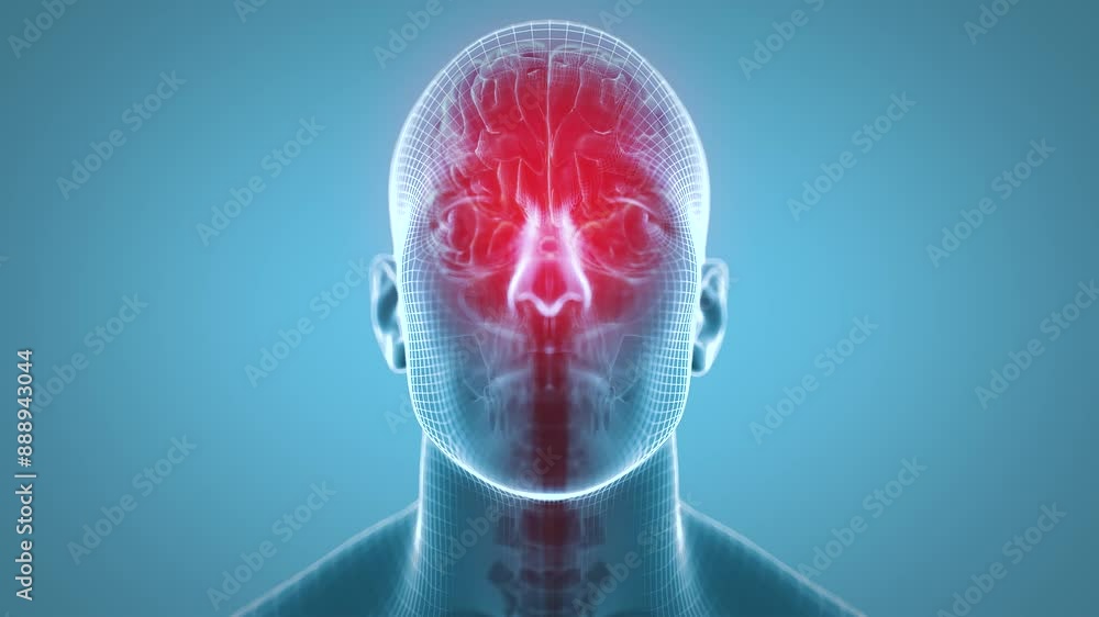 Central Organ of Human Nervous System Brain Anatomy Animation Concept ...