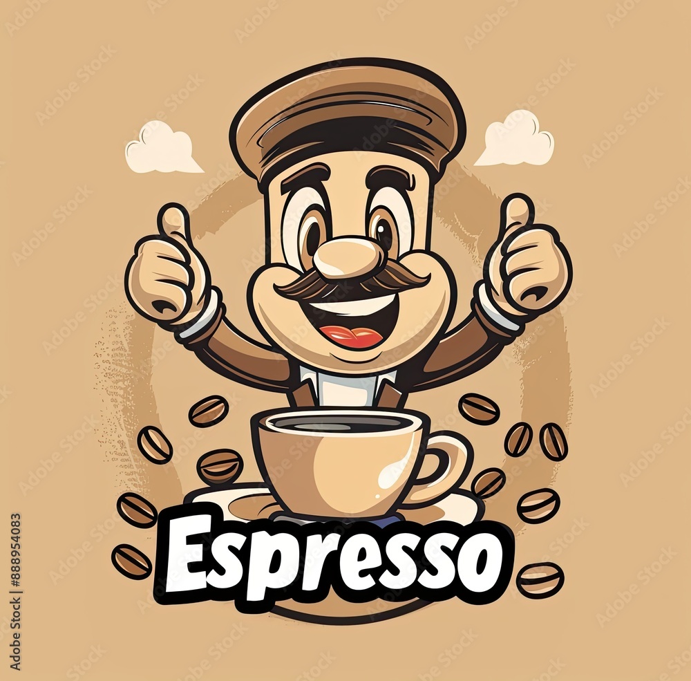 Coffee Mascot logo design, cartoon character with a human body and a ...