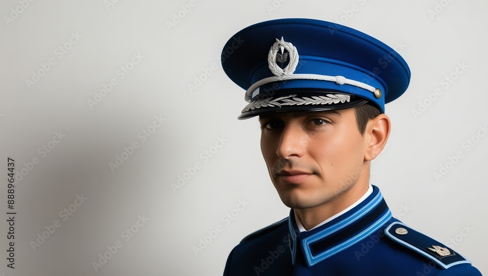 Real photo of Blue Cadet cap on plain white background Stock ...