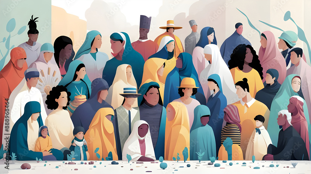 Multicultural Group Portrait: Symbolizing Global Harmony, Celebrating ...