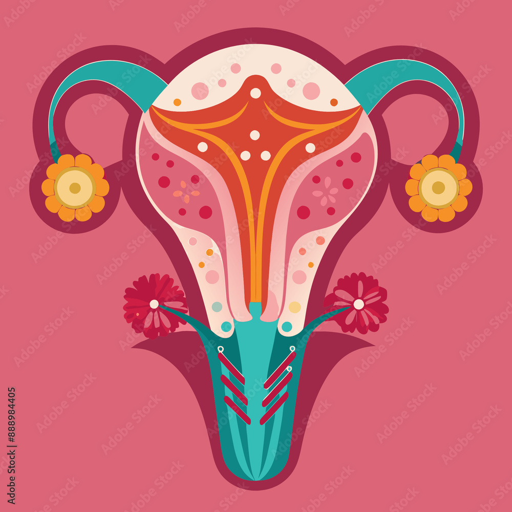 Detailed anatomical illustration of the female reproductive system ...