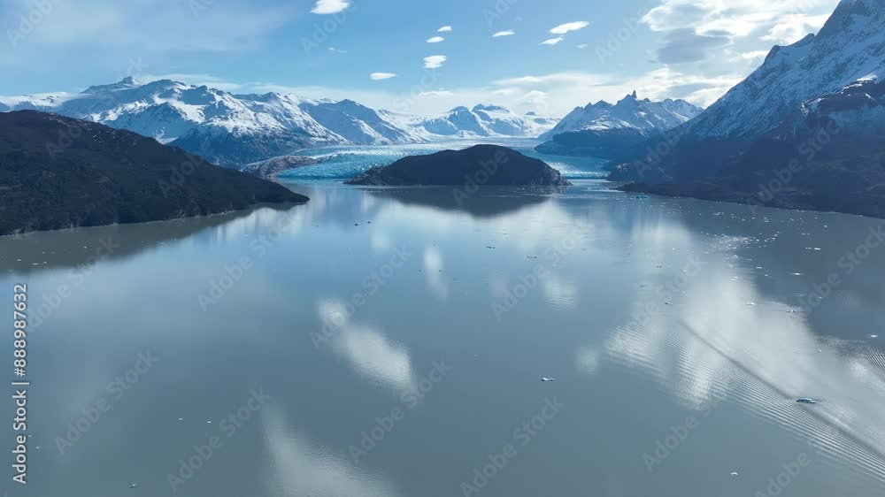 Grey Glacier At Torres Del Paine Puerto Natales Chile. Birds Eye View ...