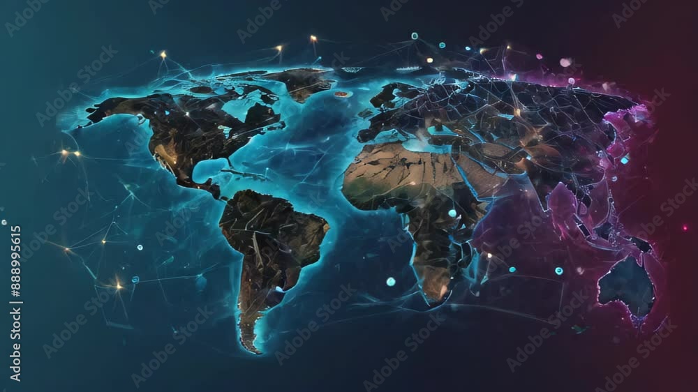 Global Social Network, World Map Connection Animation , Witness the ...