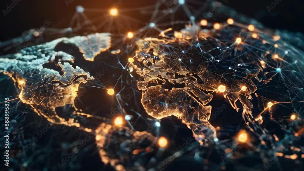 Global Social Network, World Map Connection Animation , Witness the ...