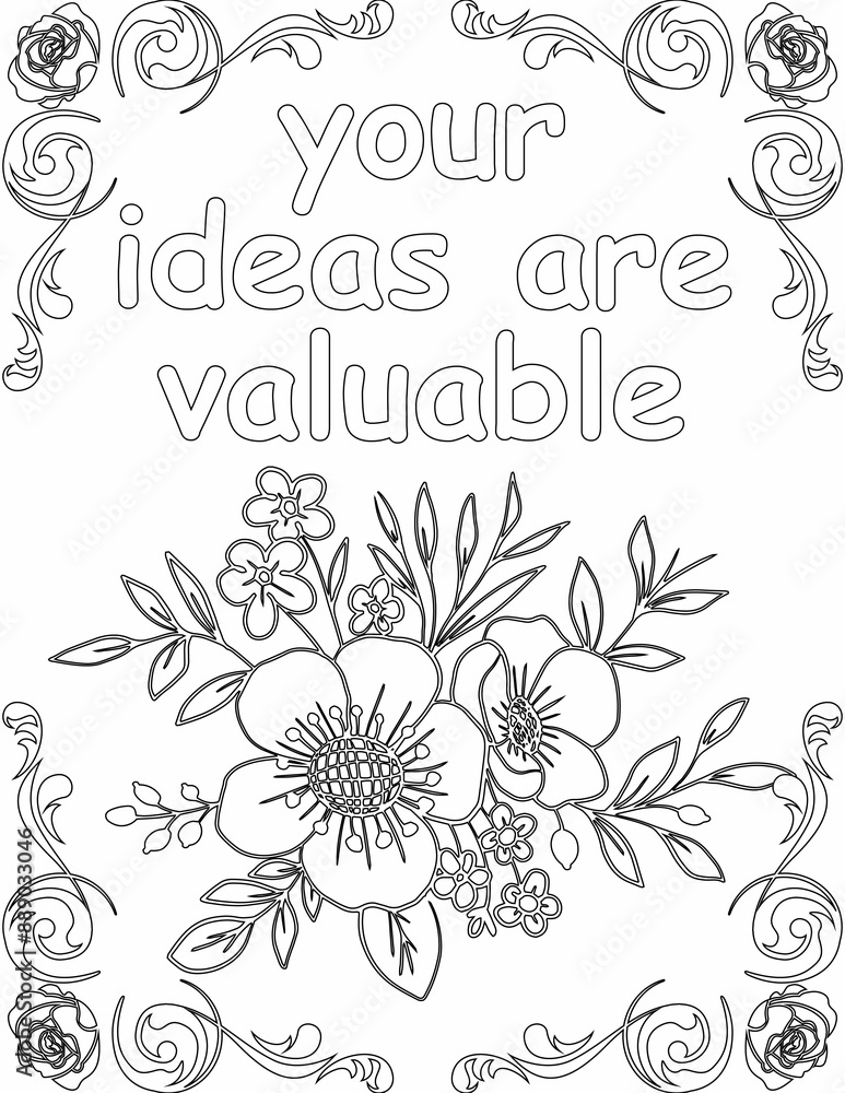 Poster Printable floral coloring page for kids and adults with ...