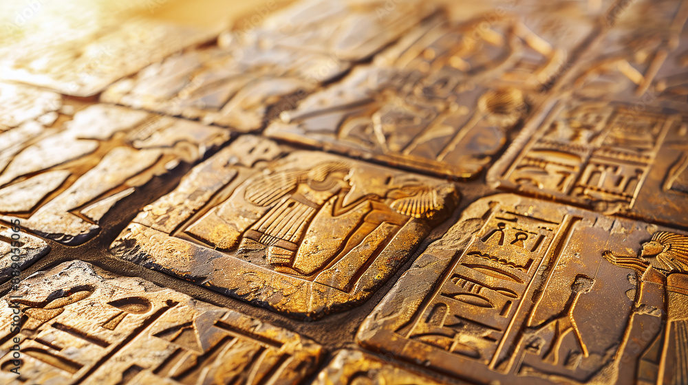 Well-preserved hieroglyphic engravings on the surface of stone from ...