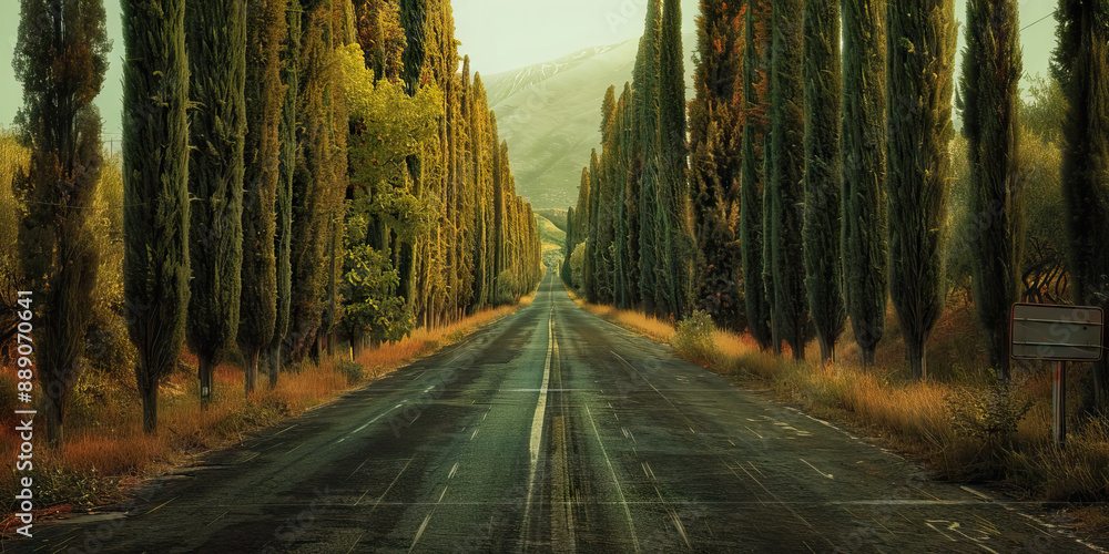 Freedom's Road Ahead: A long, straight highway lined with tall trees ...