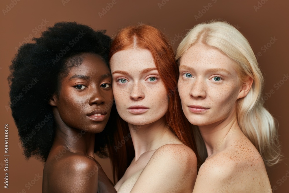 Collage with close-up female eyes of different ethnicity. Multicultural ...