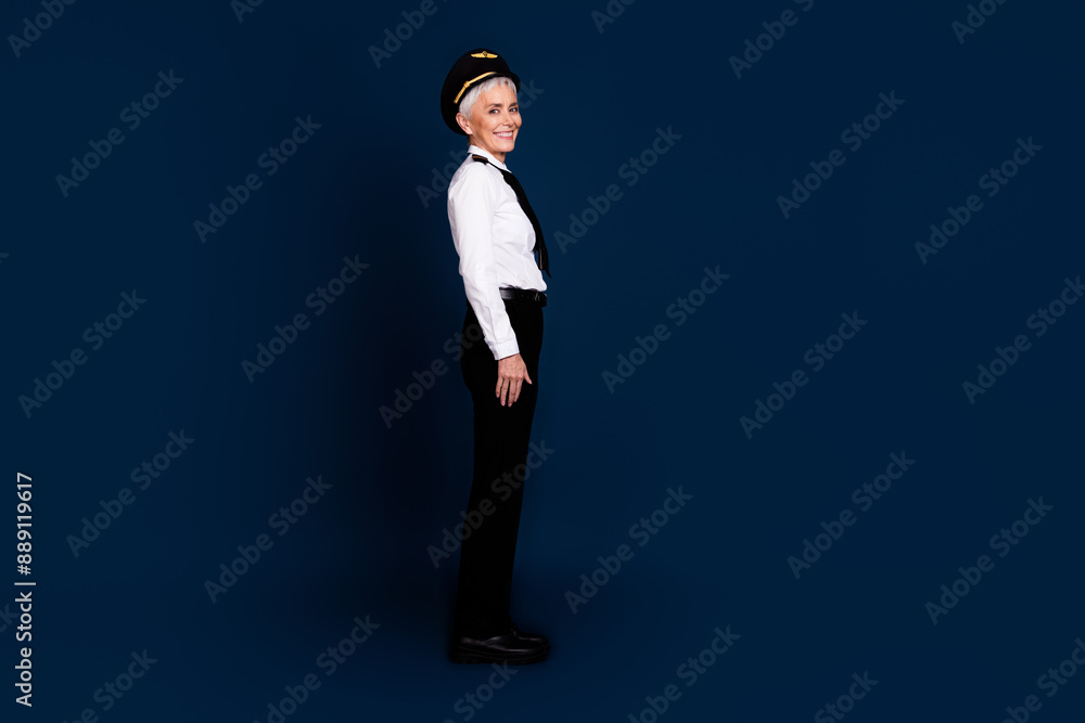Full size photo of pretty retired female professional airline pilot ...
