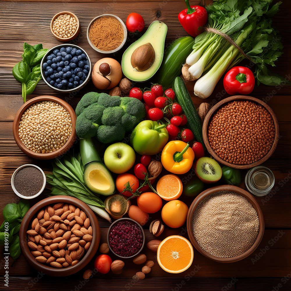 Healthy Food Selection- A vibrant array of fresh, nutritious foods ...