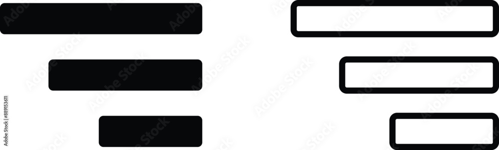 Menu icons set black flat and line vector collection UI Design Elements. Interface Design ...